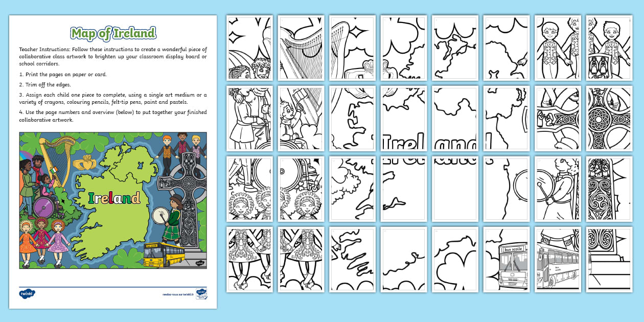 Map of Ireland Collaborative Art - Twinkl