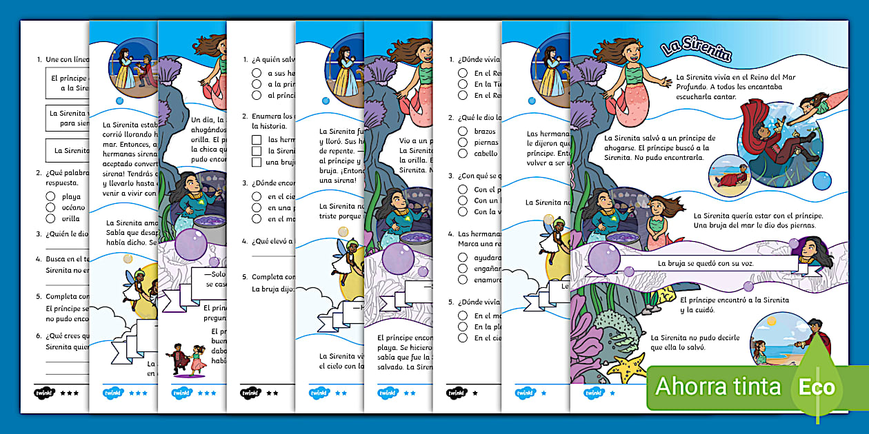 Comprensión lectora por niveles: La Sirenita
