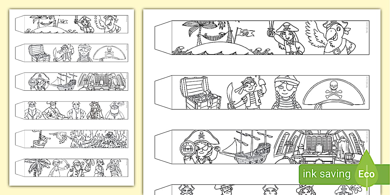 Colouring Pirate-Themed Paper Chain,pirate paper chains