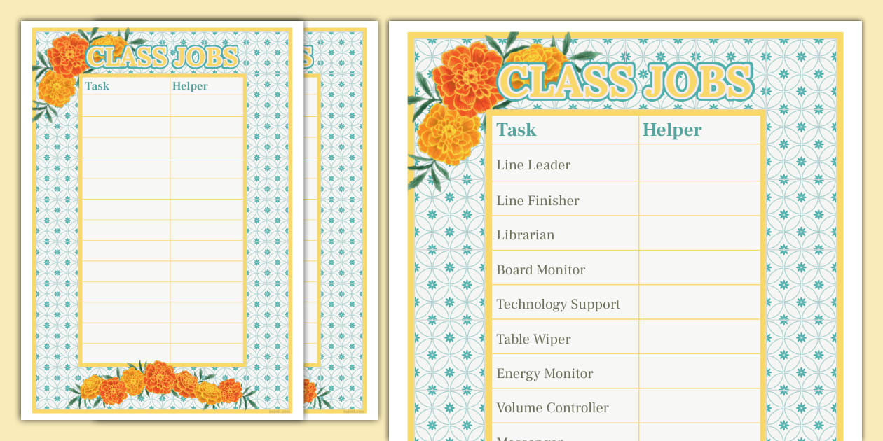 Floral Ceramics Themed Class Jobs Display Poster - Twinkl