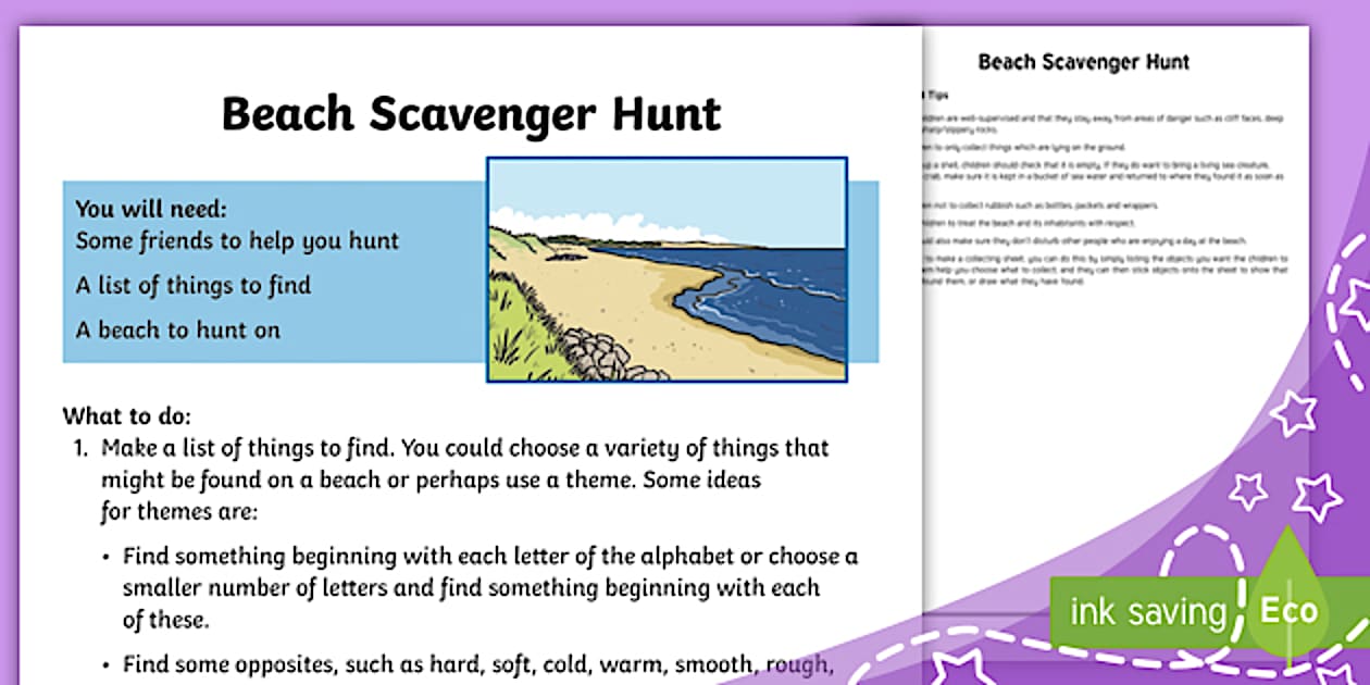 Beach Scavenger Hunt Worksheet | Summer | KS1 - Twinkl