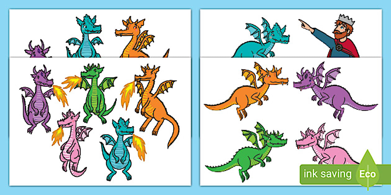 Editable Five Little Dragons Learning How to Fly Cut-Outs