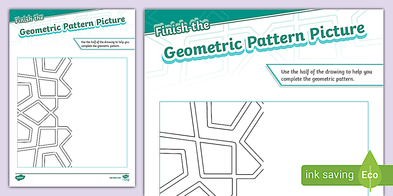 Finish the Geometric Pattern Picture (teacher made) - Twinkl