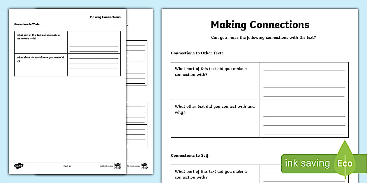 Making Connections Worksheet Years 3-6 | Reading | Twinkl
