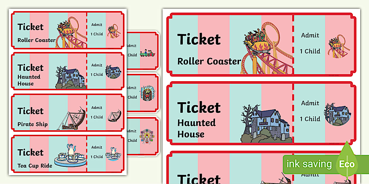 Theme Park Role Play Tickets (teacher made) - Twinkl