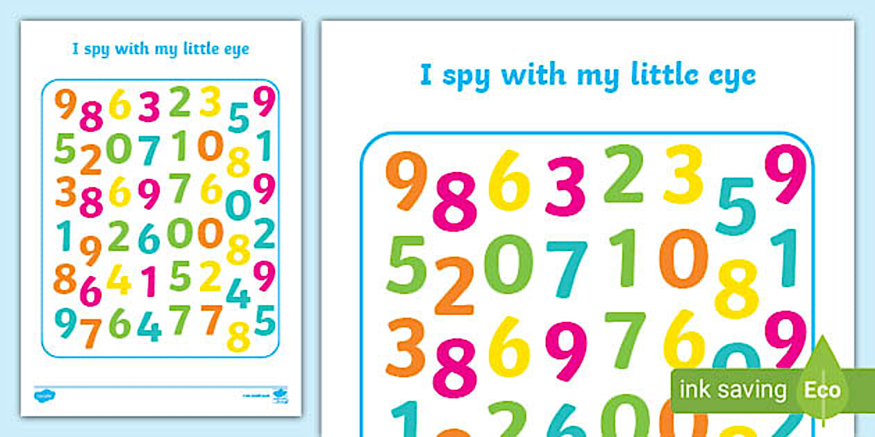 Black and White I Spy Number Activity (teacher made)