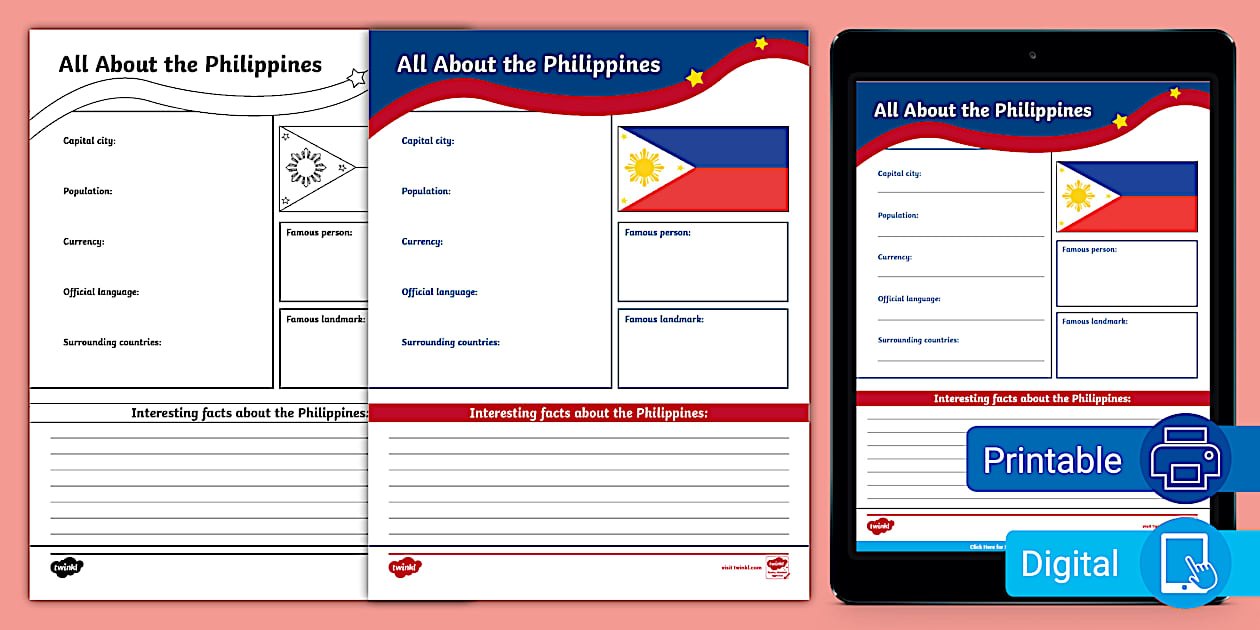 All About the Philippines Research Worksheet (teacher made)
