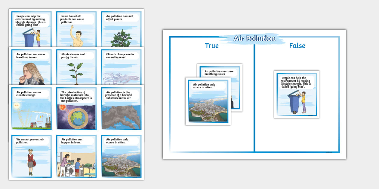 KS2 Air Pollution True or False Sorting Cards - Twinkl