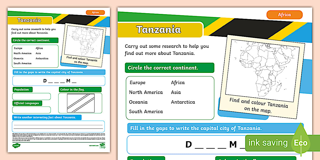KS1 Tanzania Research Activity | Geography (teacher made)
