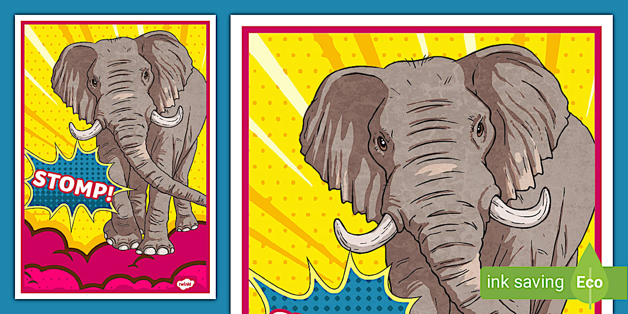 Elephant Pop Art Display Poster (Teacher-Made) - Twinkl
