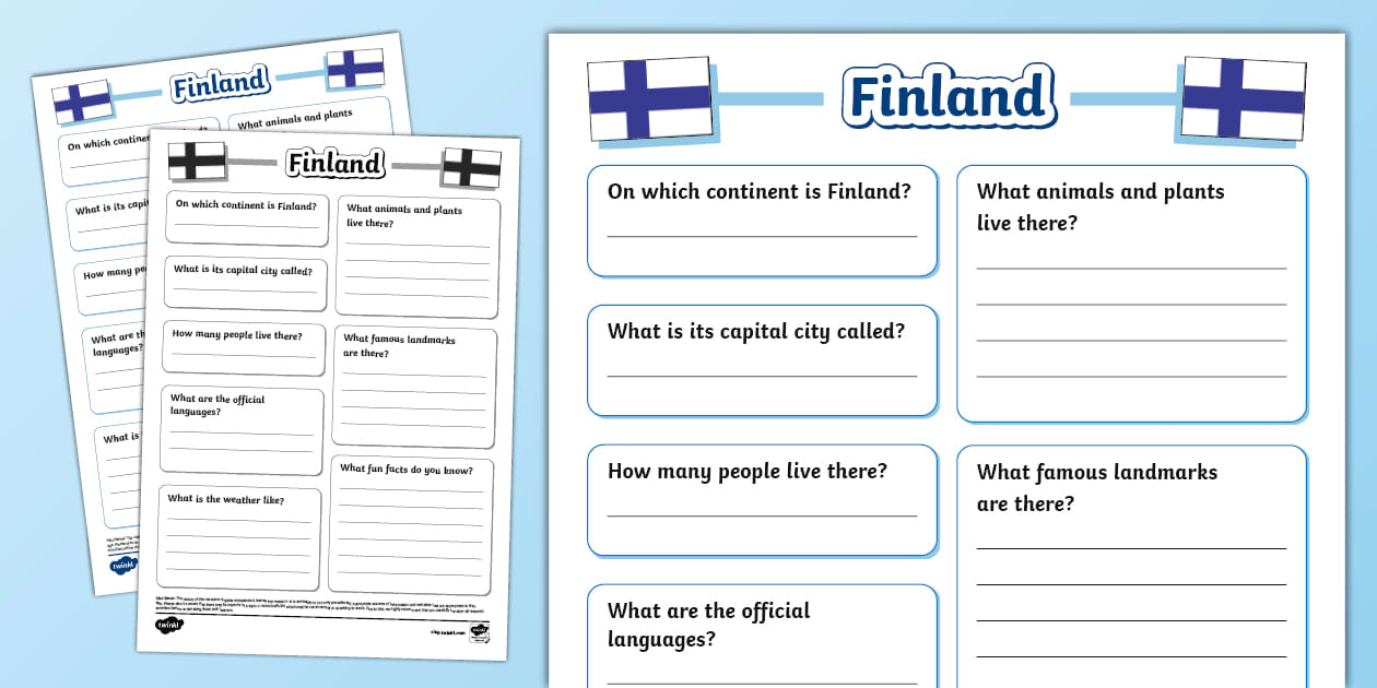 Finland Fact File Template, Finland, Europe, Country