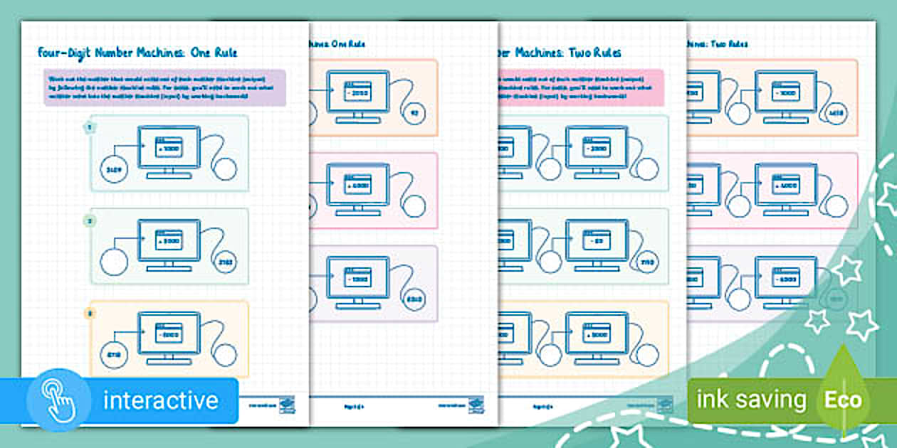 Four-Digit Number Machines (Ages 8 - 9) (Teacher-Made)