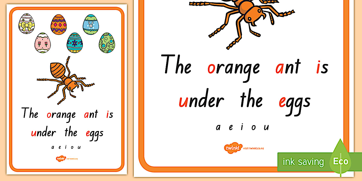 Short Vowel Anchor Chart A4 Display Poster (teacher made)