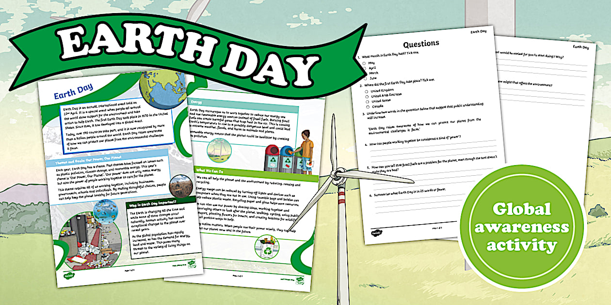 LKS2 Earth Day Reading Comprehension Activity