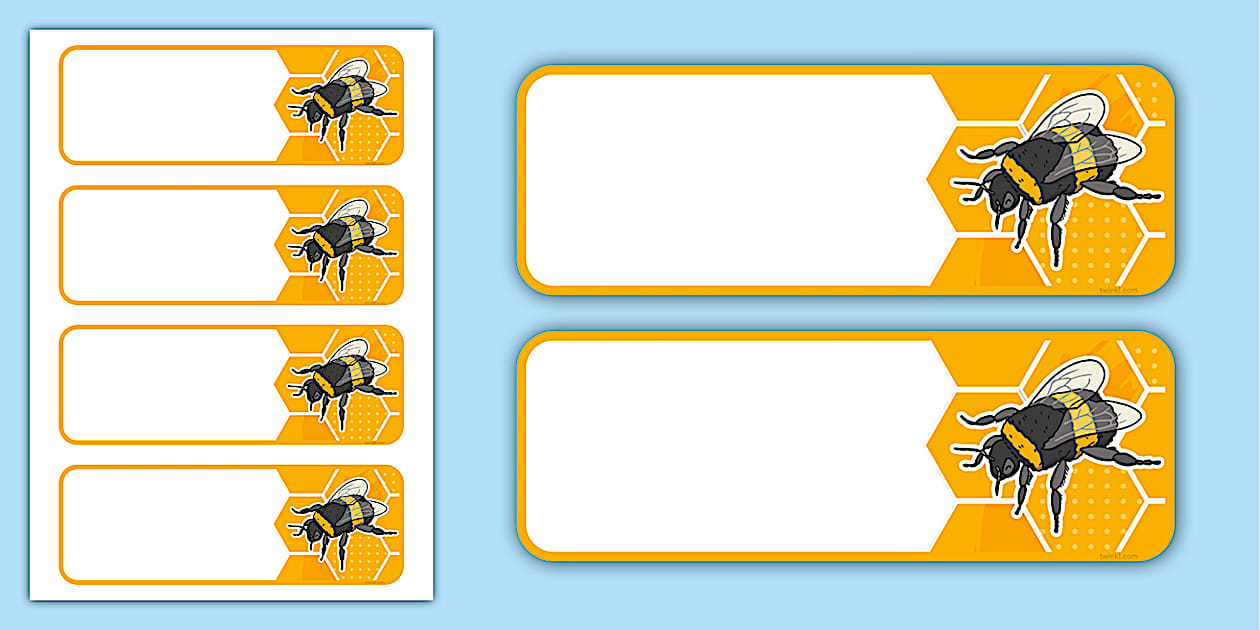 Bumble Bee Themed Editable Drawer-Peg-Name Labels (Colourful)