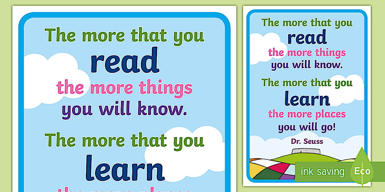 Editable Dr Seuss Reading Quotes Poster (teacher made)