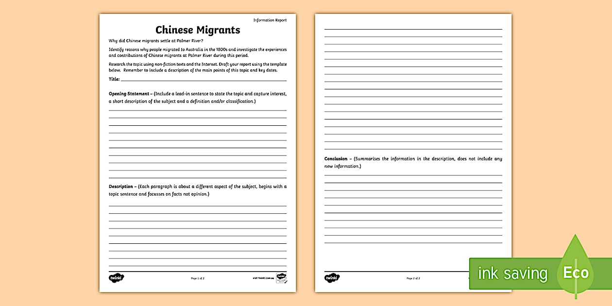 Chinese Migrants Report Writing Template (teacher made)