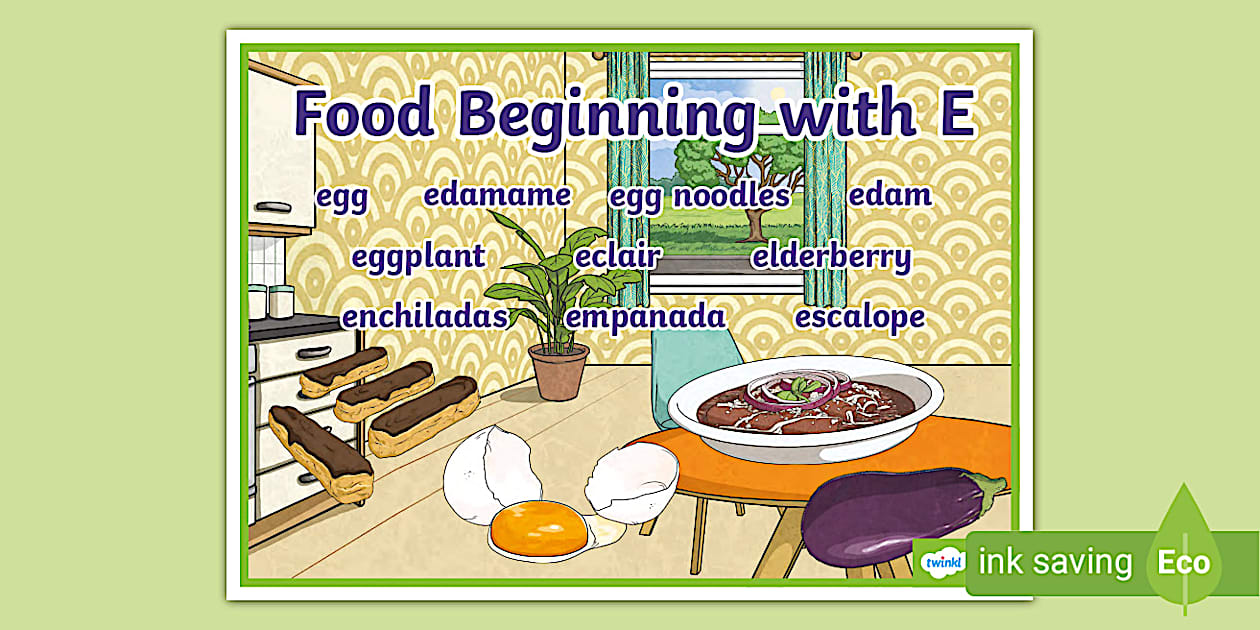 Food Beginning with E Word Mat (teacher made) - Twinkl