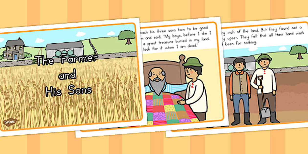 The Farmer and His Sons Story Sequencing Cards - Twinkl