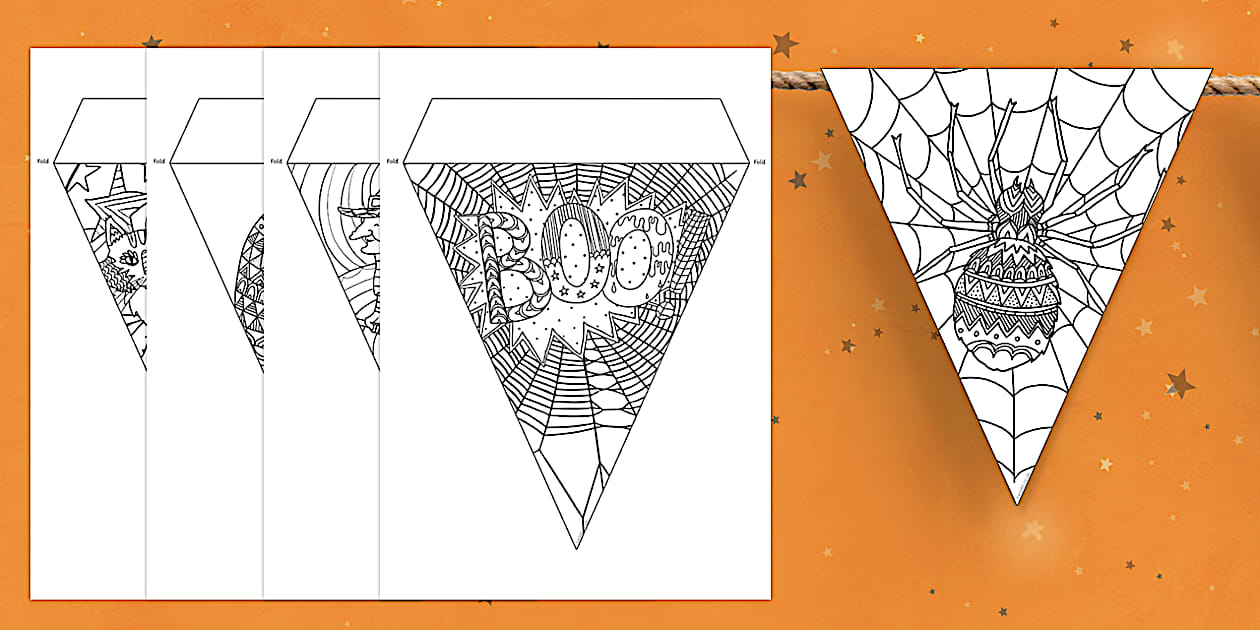 Halloween Themed Mindfulness Colouring Display Bunting