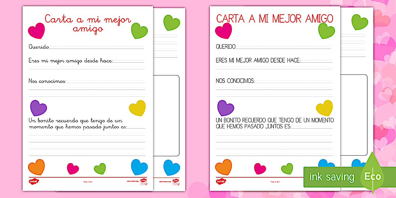 Ficha de actividad: Carta a mi mejor amigo - La amistad