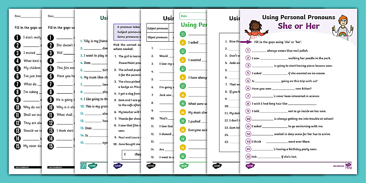 대명사 연습문제 활동팩 Pronoun Worksheet Pack