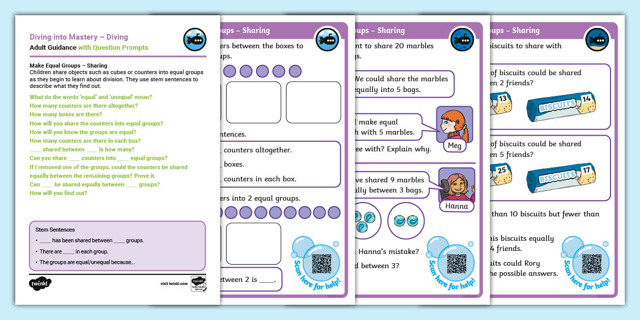 👉 Y1 DiM: Step 9 Make Equal Groups - Sharing Activity Cards