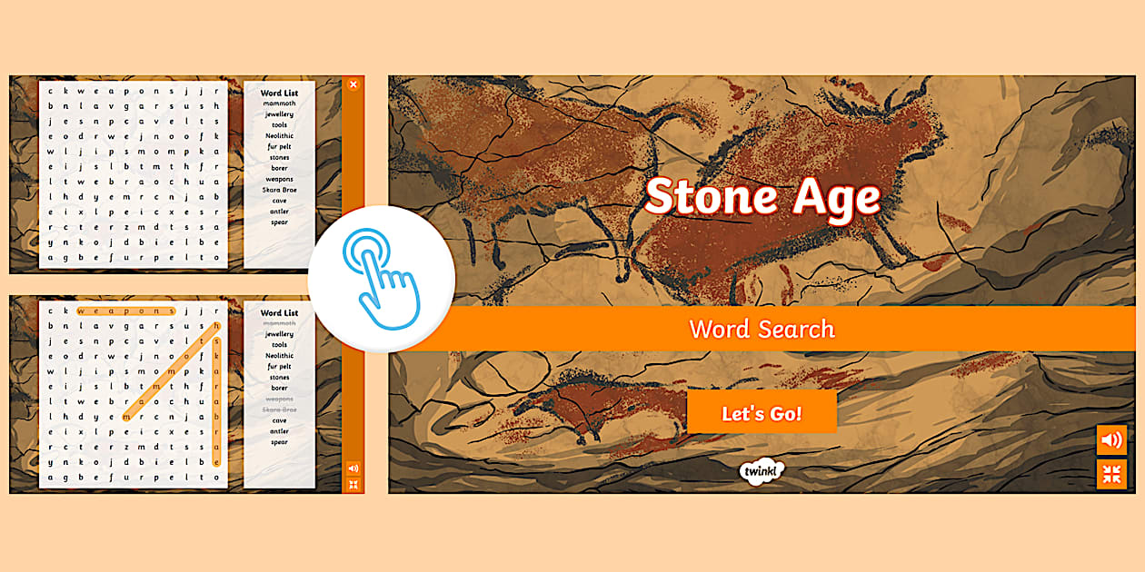 Interactive Stone Age Word Search Activity | Twinkl Go!