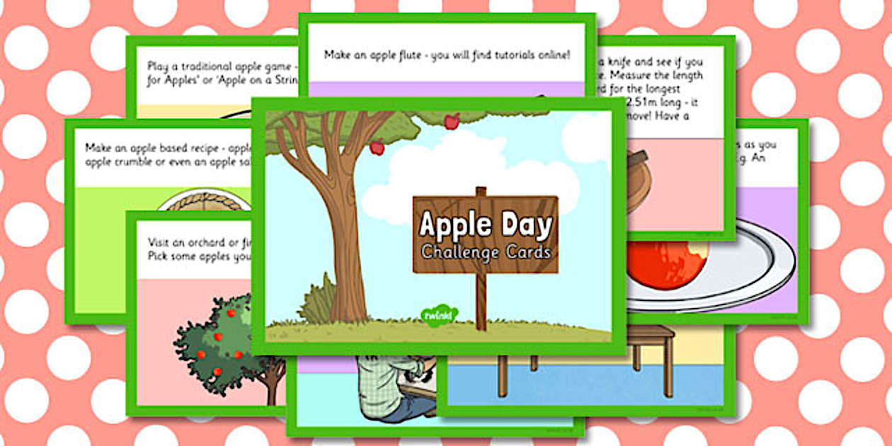 Apple Day Challenge Cards (teacher made) - Twinkl