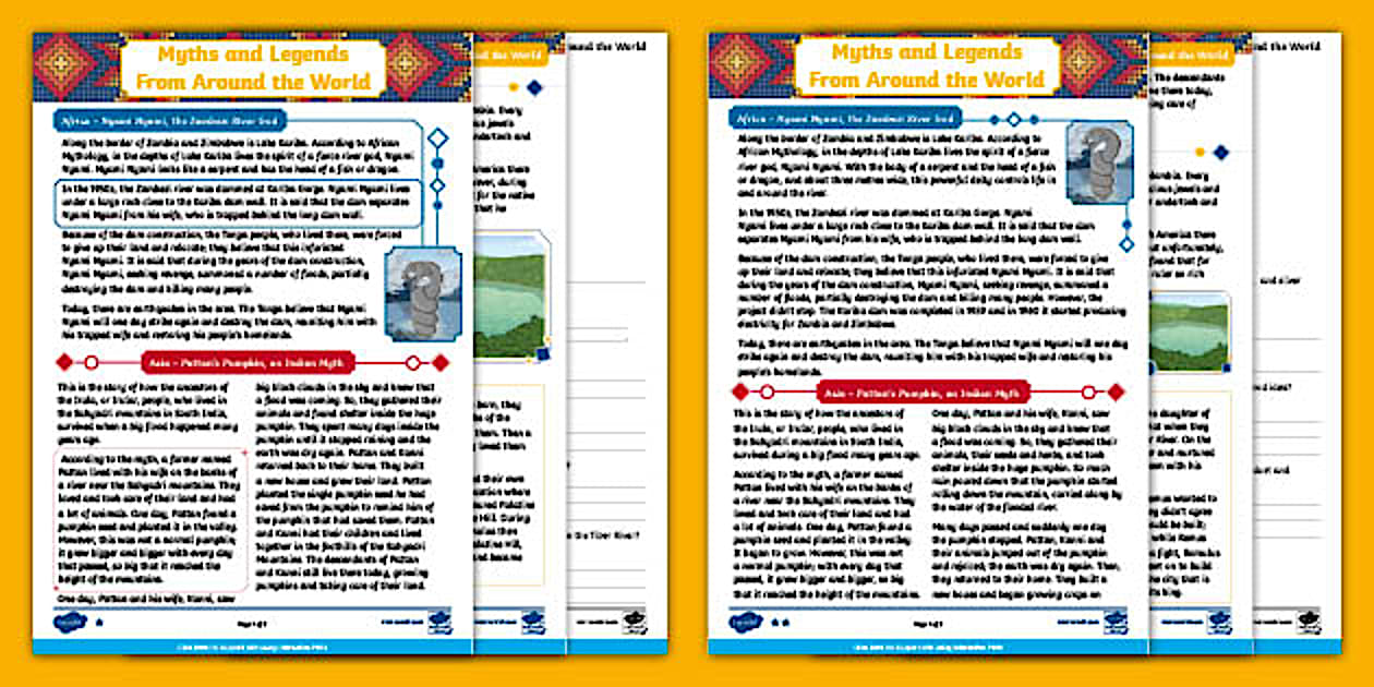 Interactive PDF: Myths and Legends Reading Comprehension