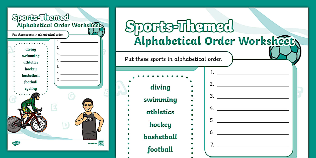 Sports-Themed Alphabetical Order Differentiated Worksheet