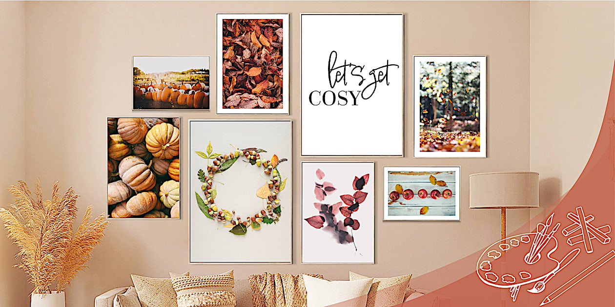 Let’s Get Cosy Autumn Wall Art Gallery Collection Posters