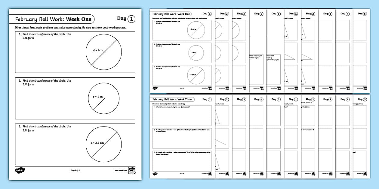 Seventh Grade Math February Bell Work Bundle (teacher made)