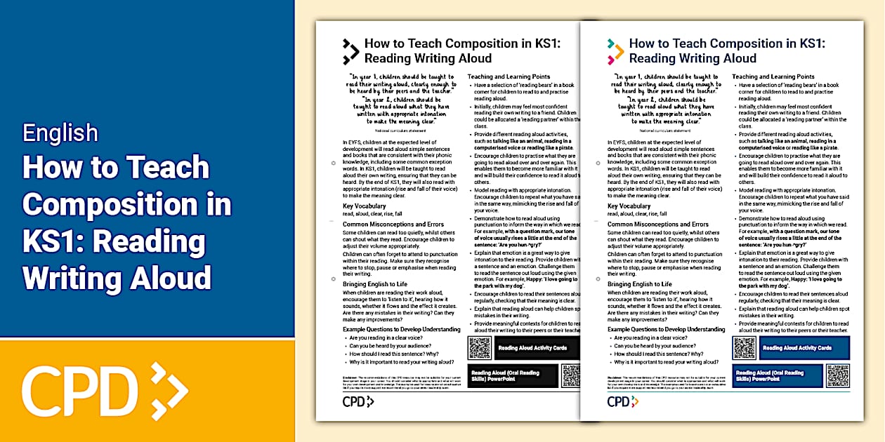 How to Teach Composition in KS1: Reading Writing Aloud