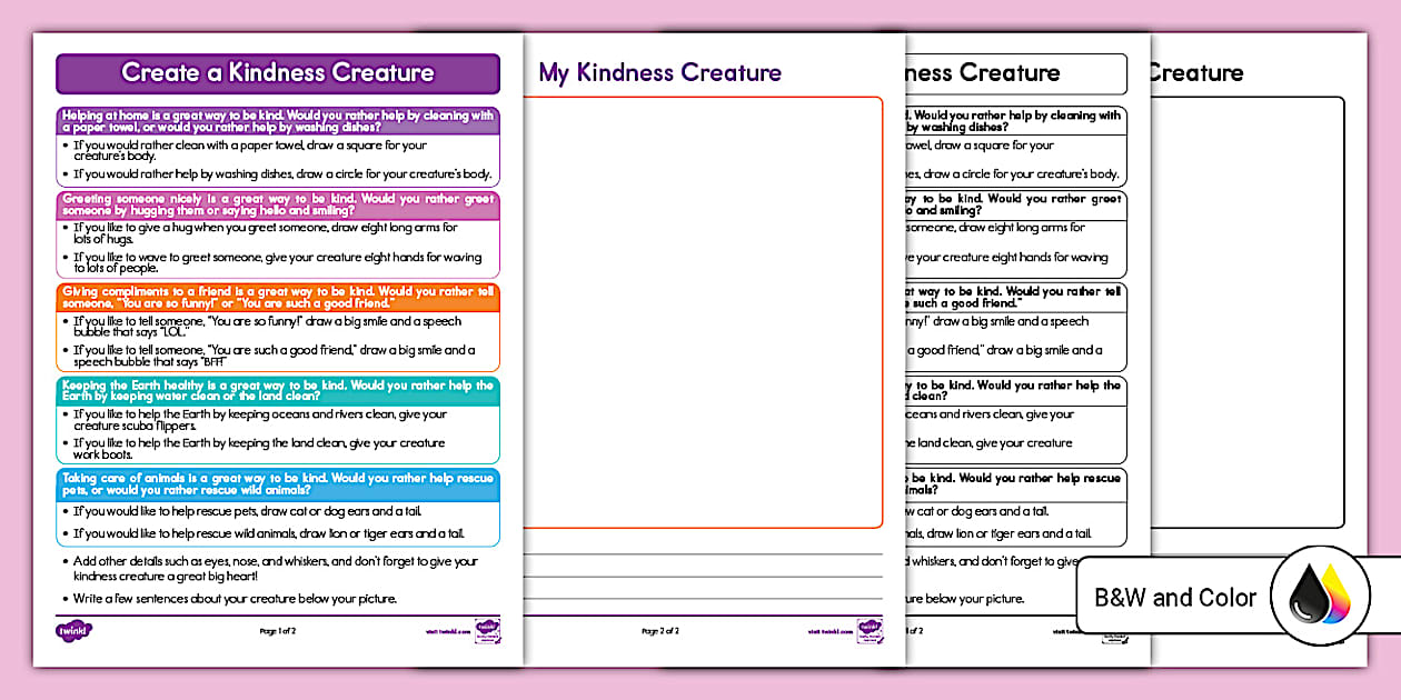 Create a Kindness Creature Worksheet | Resource | Twinkl USA