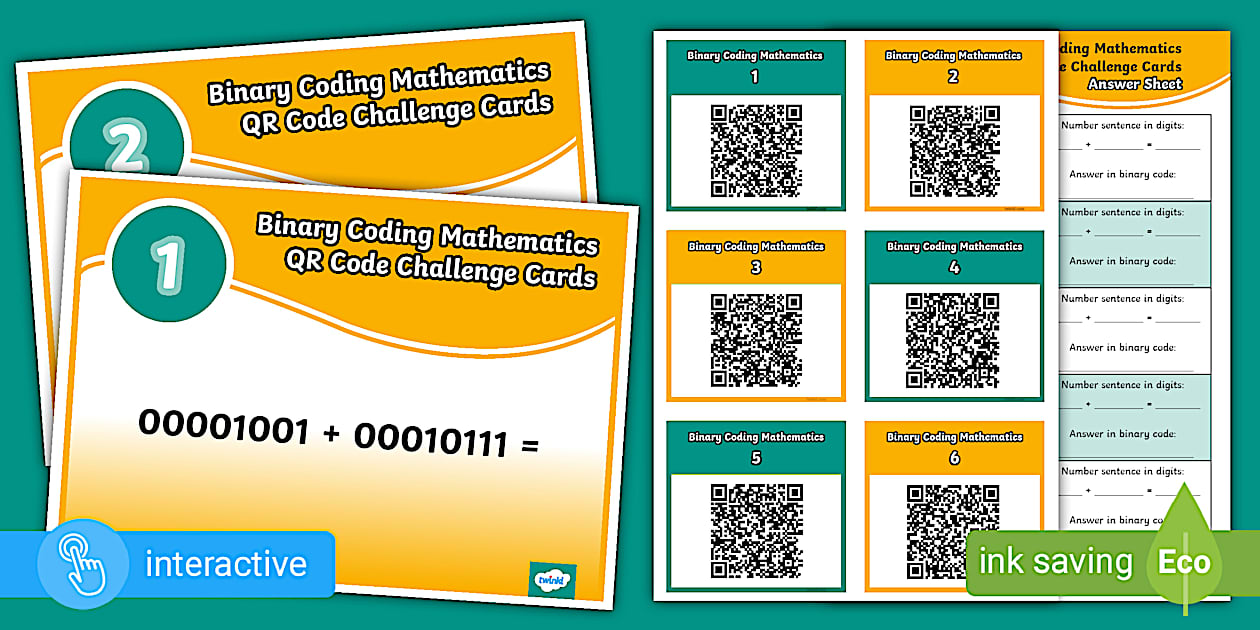 Binary Coding Mathematics QR Code Challenge Cards | Twinkl