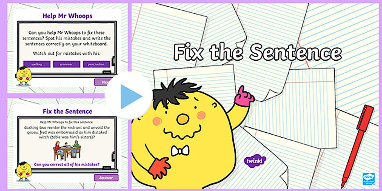 UKS2 Fix the Sentence Activity PowerPoint (teacher made)