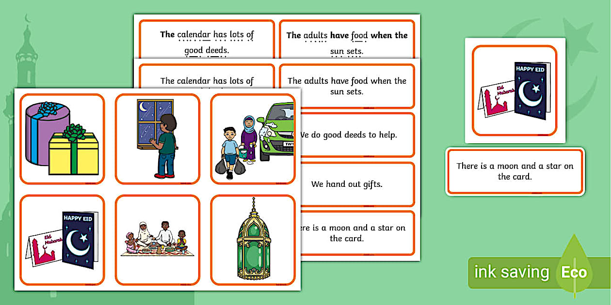 Ramadan and Eid Simple Sentence Matching Activity - Twinkl