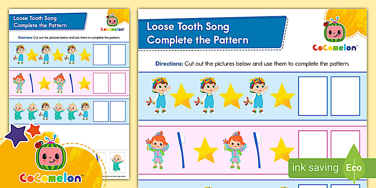 FREE! - CoComelon: Loose Tooth Song Complete the Pattern Activity