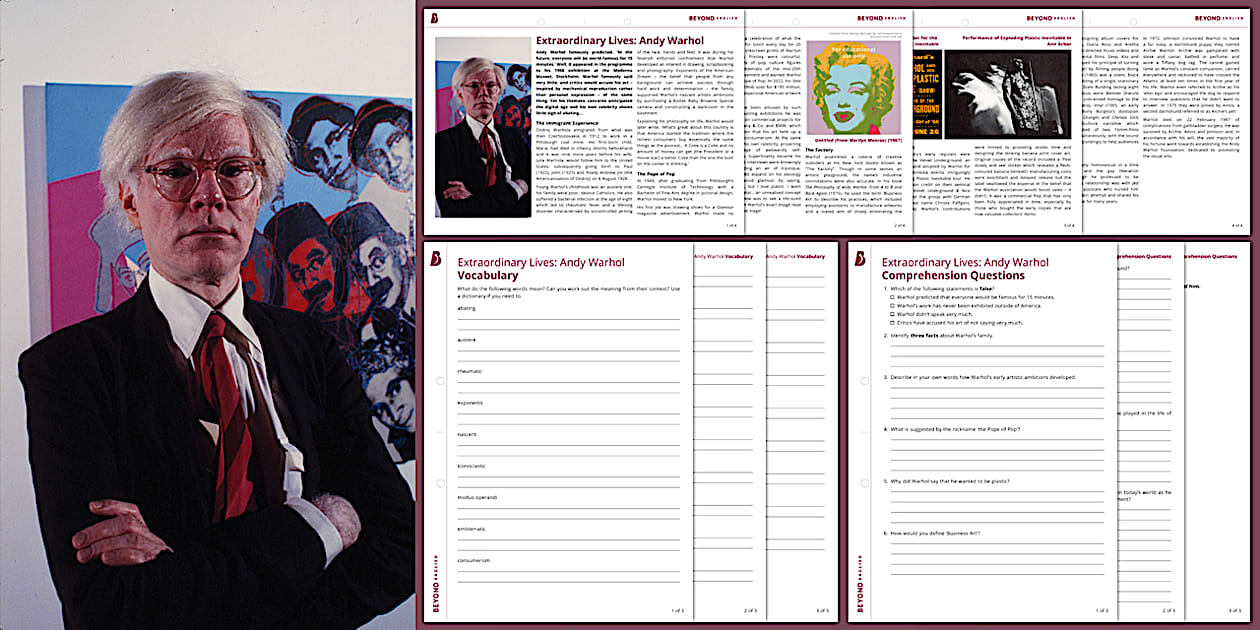 Extraordinary Lives: Andy Warhol Reading Comprehension