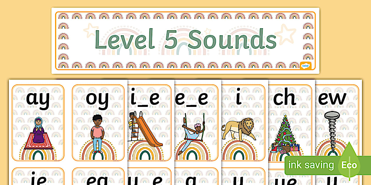 Muted Rainbow-Themed Level 5 Sounds Pack (teacher made)