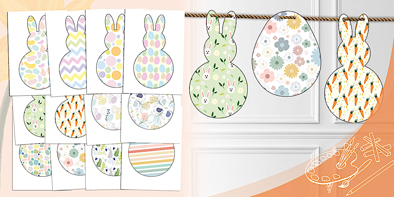 Easter Bunny and Eggs Bunting | Twinkl Art Gallery - Twinkl