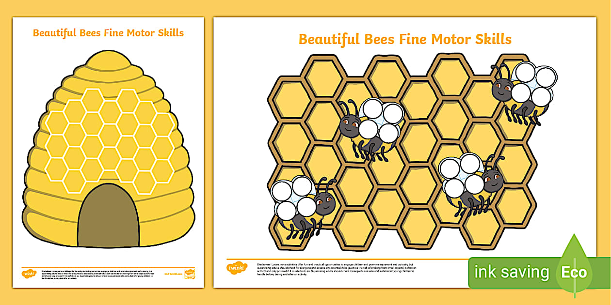 Beautiful Bees Button Placing Fine Motor Skills - Twinkl