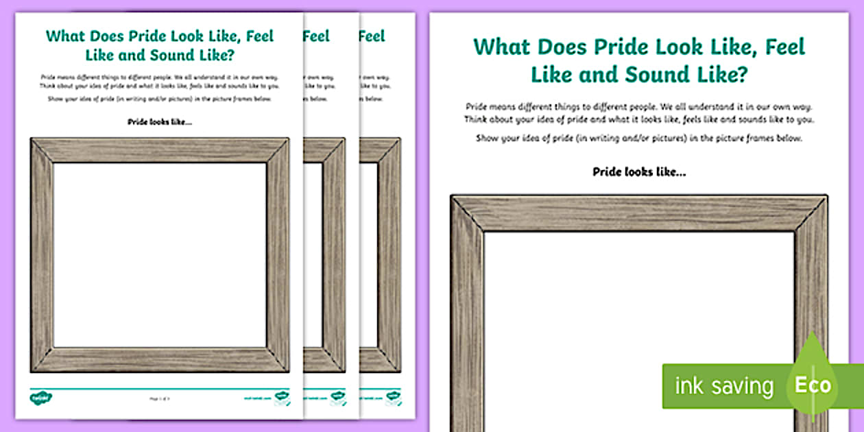 What Does Pride Look Like, Feel Like, Sound Like? Worksheet