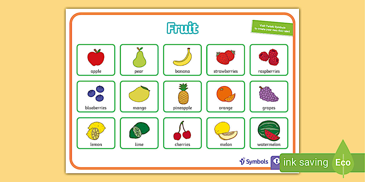 Twinkl Symbols: Fruit AAC Mat (teacher made) - Twinkl