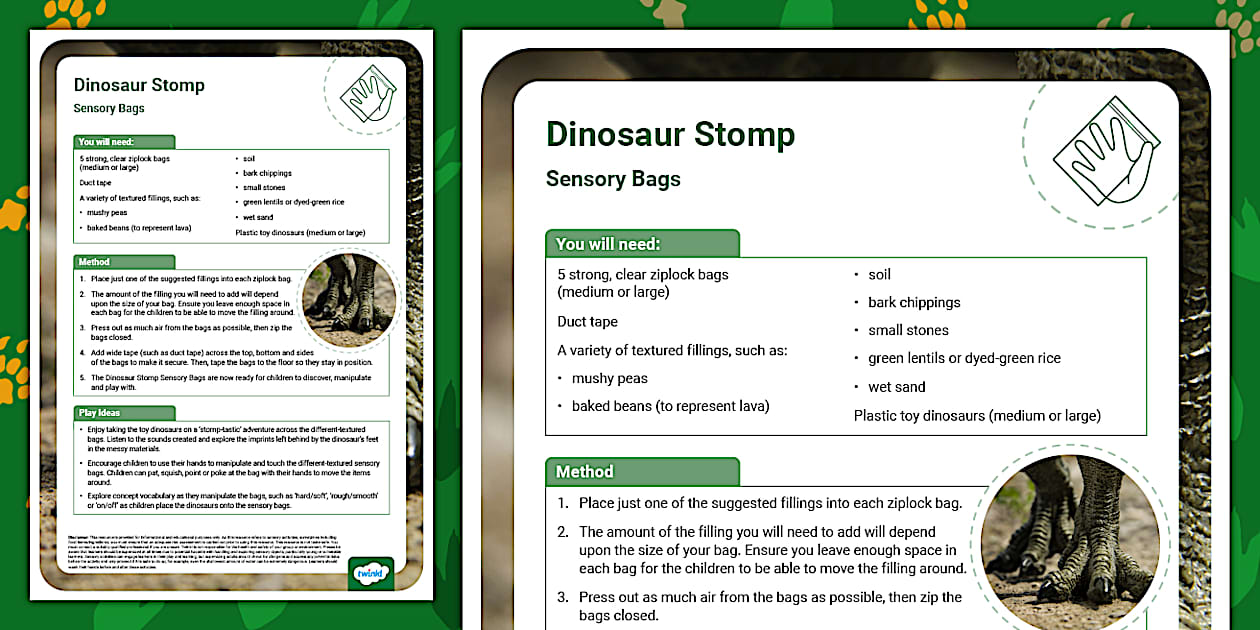 Dinosaur Stomp Sensory Bags | Sensory Play | Twinkl - Twinkl