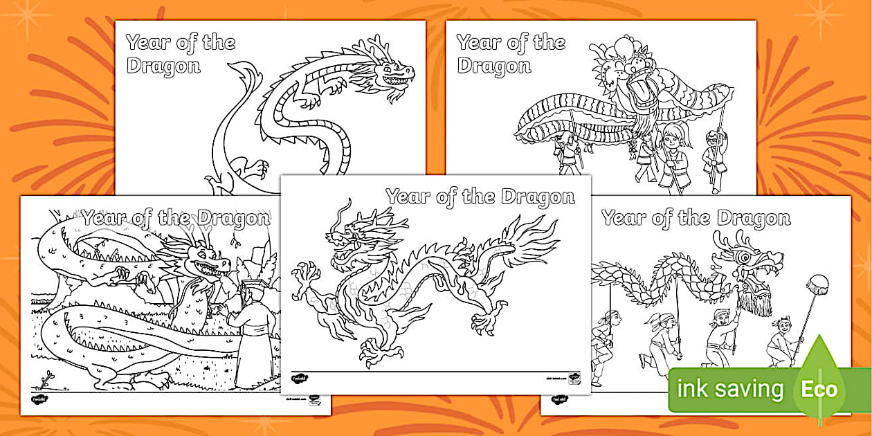 Year of the Dragon Colouring Pages | Twinkl (teacher made)