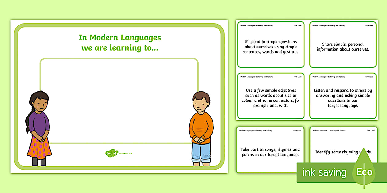 'We Are Learning To' First Level Modern Languages Display Poster