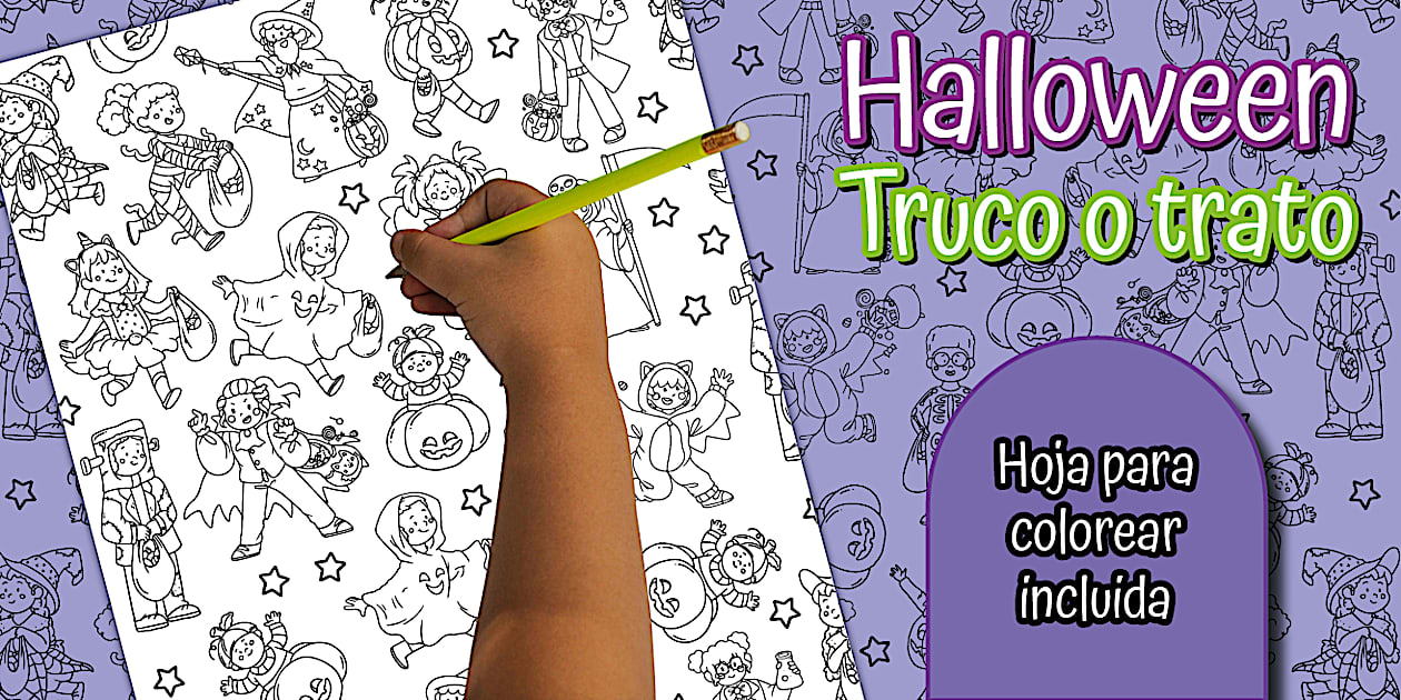 Garabatos para colorear: Halloween - Truco o trato