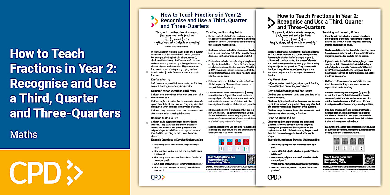 How to Teach Fractions in Year 2: Recognise and Use a Third, Quarter and